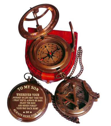 Engraved Sundial Compass with Special Quote '' to My Son Compass ...