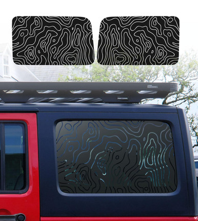 Topography map Vinyl Window Decals Fit 2018-2023 Wrangler 4 Door JLU ...
