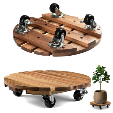 Velway 2Pack Plant Caddy Stand with Wheels: 14" Round Rolling Plant ...