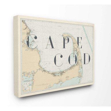 Stupell Industries Cape Cod Beach Vintage Map Word, Design by Artist ...