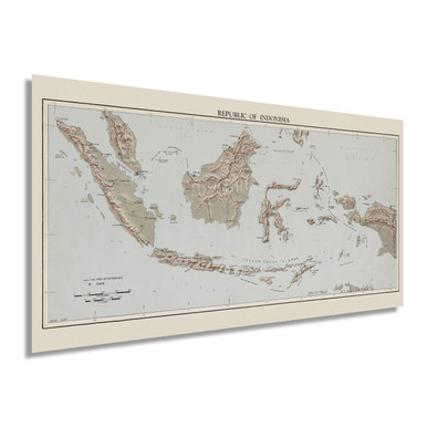 HISTORIX Vintage 1957 Map of Indonesia Poster - 12x24 Inch Vintage Map ...