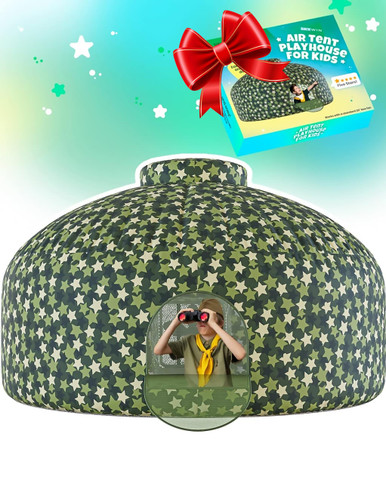 Skywin Air Tent Fort Playhouse for Kids (Camo Stars) - Inflatable Kids ...