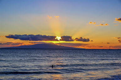 Kamaole Beach Hawaii Sunset Canvas - Seaside Wall Art Print for Living ...