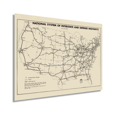 HISTORIX Vintage 1958 Map of the United States National System of ...