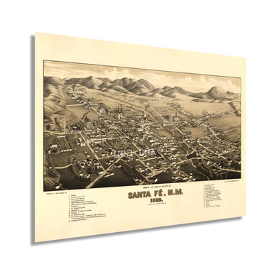 HISTORIX Vintage 1882 Santa Fe New Mexico Map - 18x24 Inch Map of Santa ...