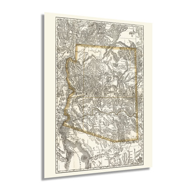 HISTORIX Vintage 1876 Arizona Map Poster - 18x24 Inch Old Map of ...