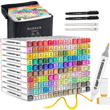 Alcohol Markers, 130 Colors Alcohol Markers Set, Dual Tips Alcohol ...