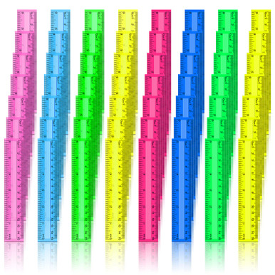 Cossari 360 Pack Clear Color Plastic Ruler Bulk for Classroom Kids ...