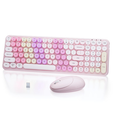 NEOBELLA Rainbow Colorful Keyboard and Mouse Combo, Wireless Gradient ...