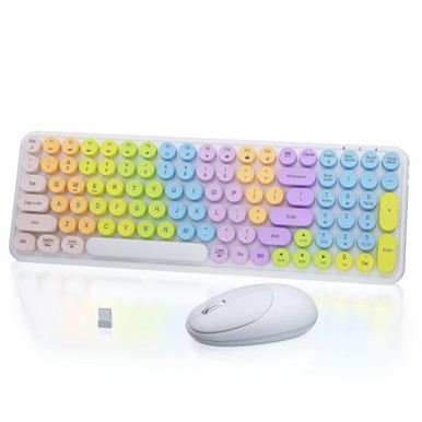NEOBELLA Rainbow Colorful Keyboard and Mouse Combo, Wireless Gradient ...