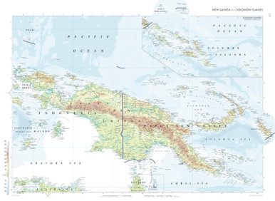 Collins: Papua New Guinea and Solomon Islands Wall Map - 33" x 24 ...