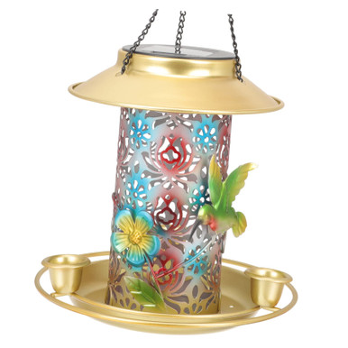 SEWOART Solar Bird Feeder Hanging Bird House with Light Bird Feeding ...