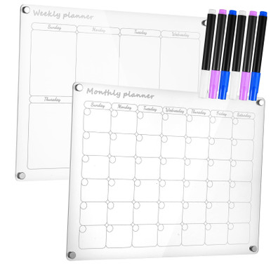 KALLORY 2 Pcs Clear Board for Wall Schedule Message Board to Do List ...