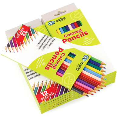 Enday Colored Pencils 12 Count, Pre-Sharpened Color Pencils for Kids ...