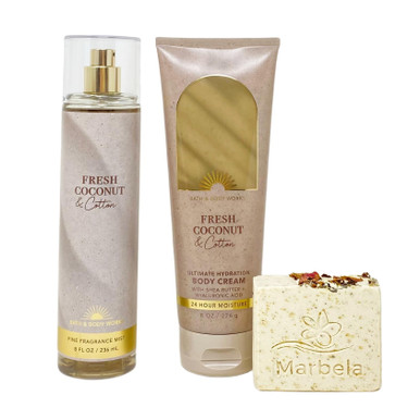Bath & Body Works Fresh Coconut & Cotton 2 Piece Bundle - Fragrance ...
