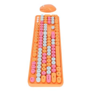 Dpofirs Wireless Keyboard Mouse Combo, 104 Keys Retro Round Key Caps ...