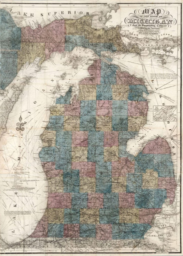 Map of The State of Michigan and The Surrounding Country Exhibiting The ...