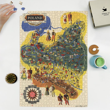1000 Piece Jigsaw Puzzle | 1935 | Poland Illustrated map Showing People ...