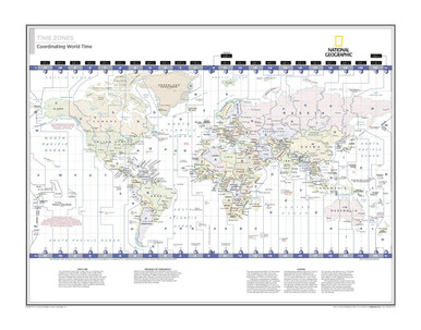 National Geographic World Time Zones Wall Map: Coordinating World Time ...