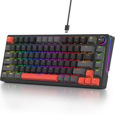 Guffercty kred 75 Percent Mechanical Keyboard with Knob, 82 Keys Wired ...