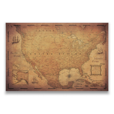 Conquest Maps USA Map Poster Aged Grunge Map Style Decor for Travel ...