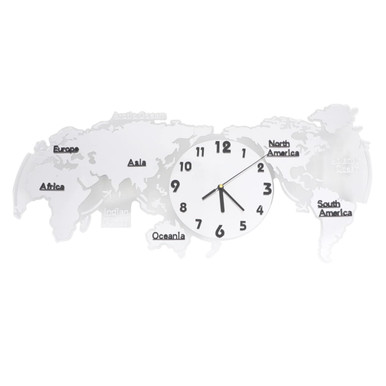 PRETYZOOM World Map Wall Clock World Map Wall Art Silient Wall Clock ...