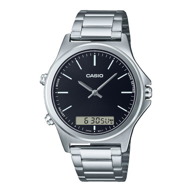 Casio MTP-VC01D-1E Men's Stainless Steel Black Dial Analog Digital Dual ...