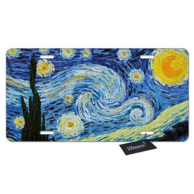 WONDERTIFY License Plate Starry Night Van Gogh Oil Painting Decorative ...