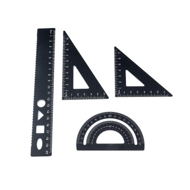 Dnyta Black Scale Ruler Set, Protractor Triangular Ruler Kit, Great ...