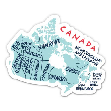 Canada Map Travel Cute Provinces - 3" Vinyl Sticker - for Car Laptop ...