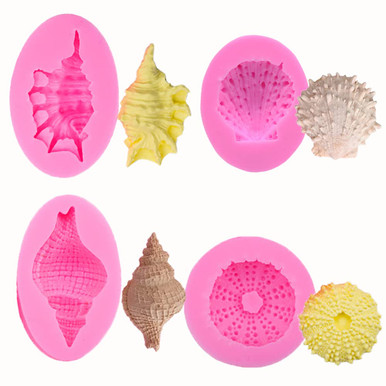 Guratapa 4PCS Ocean Seashell Theme Silicone Molds for DIY Shell Fondant ...