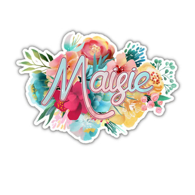 Akira Custom Flower Name Sticker Personalized Floral Waterproof Die Cut ...