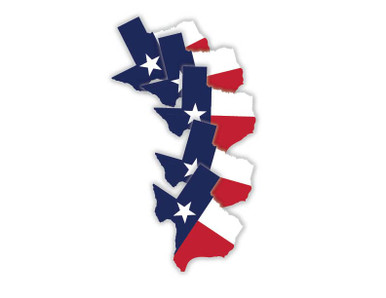 Texas TX Lone Star Map State Shape American Flag Banner Vinyl Sticker ...