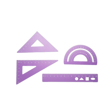 Tsnamay Purple Aluminum Ruler Metal Set Measure Angles and Lengths ...