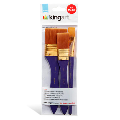 KINGART 225-3B Large Flat 3 Pc. Brush Set for Art, Craft & Hobby, 3/4 ...