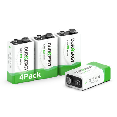 DURNERGY 9 Volt Battery, 9V Batteries 4 Pack, Smoke Detector Battery 9V ...