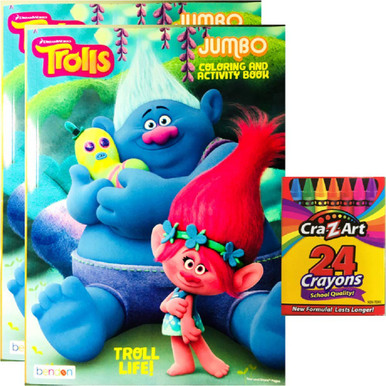 Trolls Jumbo Coloring & Activity Book with Crayons - Warehousesoverstock