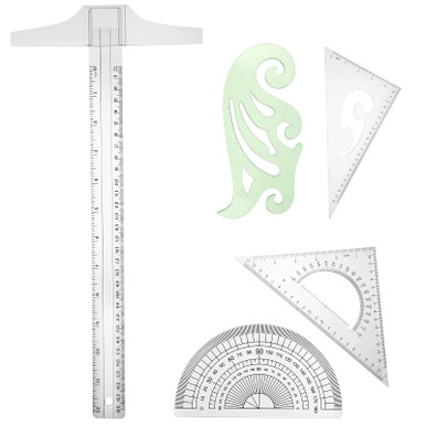 5 Pieces Drafting Tools Plastic Transparent Rulers Drawing Ruler 12 ...