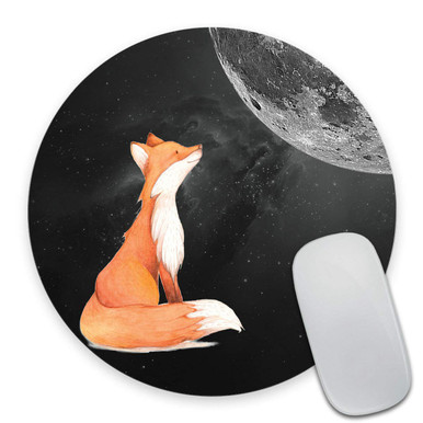 Smooffly Fox Round Mouse Pad Custom, Fox and Moon Circular Mouse Pads ...