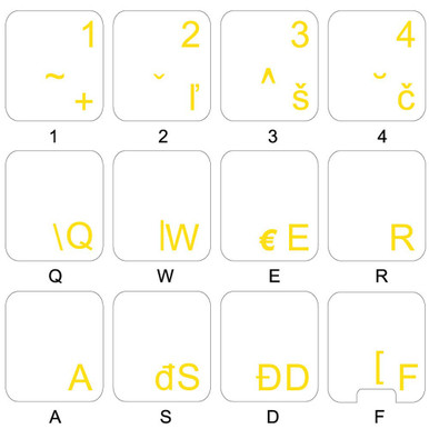 4Keyboard Slovak Keyboard Stickers with Yellow Lettering ON Transparent ...