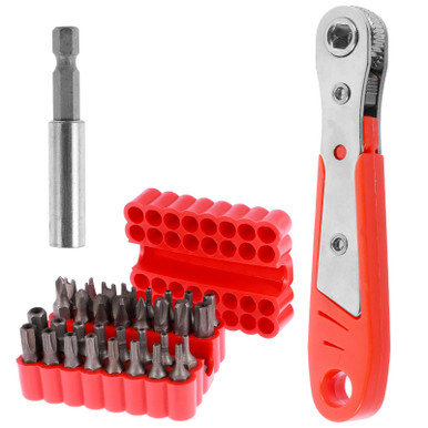 34Pcs Security Bit Set, Metal Safety Screwdriver Bit Set with Ratchet ...