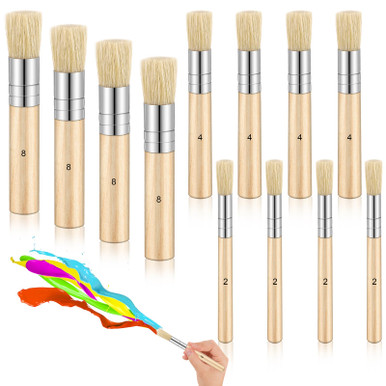 12 Pieces Wooden Stencil Brushes Natural Bristle Stencil Brushes Wooden ...
