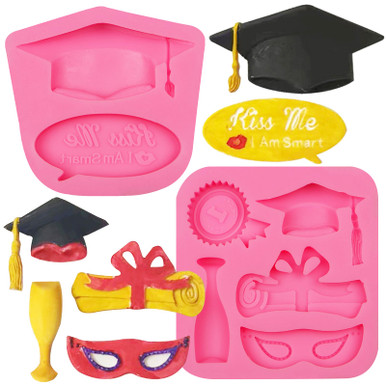Graduation Silicone Molds 2 Pcs, Grad Cap Diploma Scroll Chocolate ...