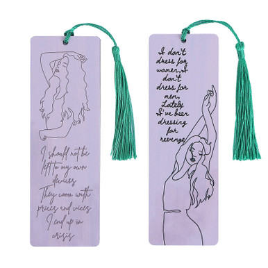 Inspirational Bookmarks for Women- Bamboo Book Marks, Silk Tassel Book ...