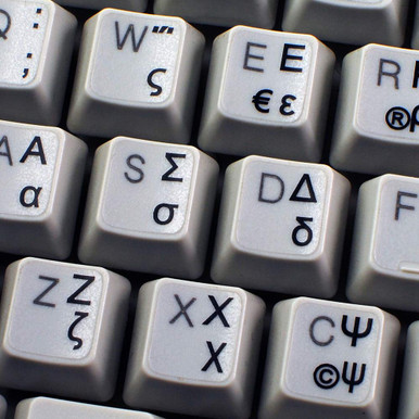 4Keyboard Greek Keyboard Stickers with Black Lettering Transparent ...