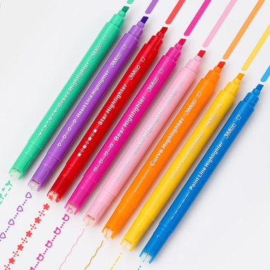 8PCS Colored Curve Highlighter Pen Set for Note Taking Journaling ...