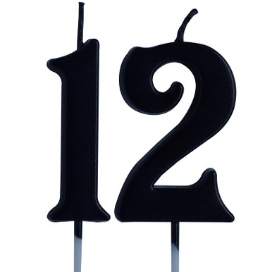 Black 12th Birthday Candle, Number 12 Years Old Candles Cake Topper ...