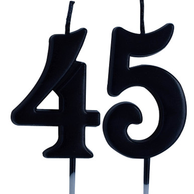 Black 45th Birthday Candle, Number 45 Years Old Candles Cake Topper ...