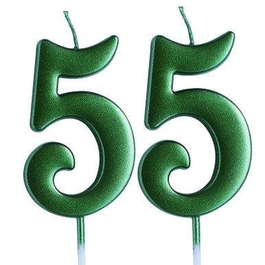 Green 55th Birthday Candle, Number 55 Years Old Candles Cake Topper ...