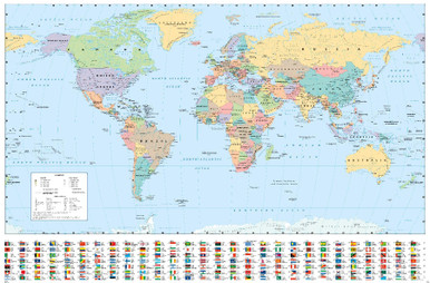 Trends International World Map 2023 Wall Poster, 22.375" x 34 ...